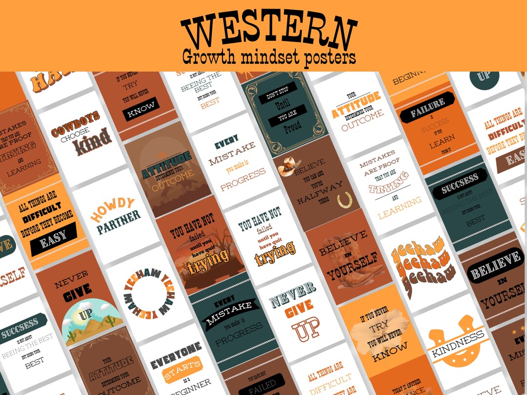 Western Inspired Gowth Mindset Posters for Classrooms and Schools ...