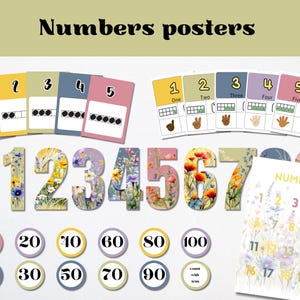 Numbers Posters for a Meadow Themed Classroom | Classroom Decor ...