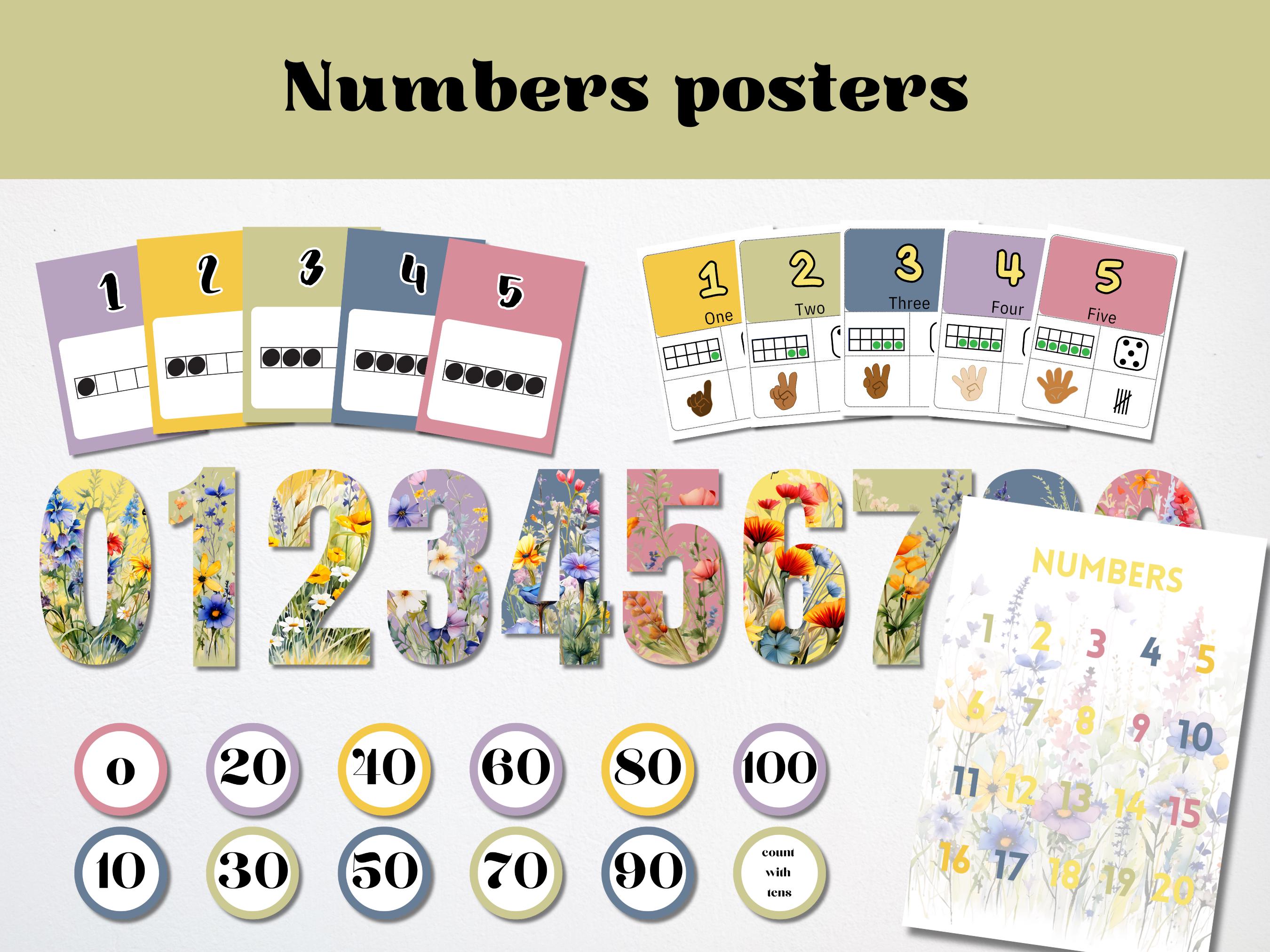 Numbers Posters for a Meadow Themed Classroom | Classroom Decor ...