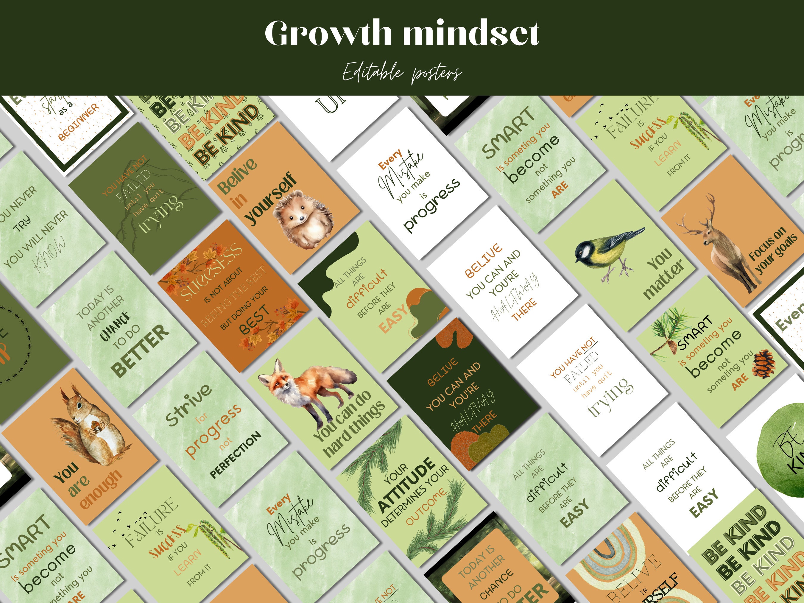 Growth Mindset Posters for a Forest Themed Woodland Classroom - Etsy