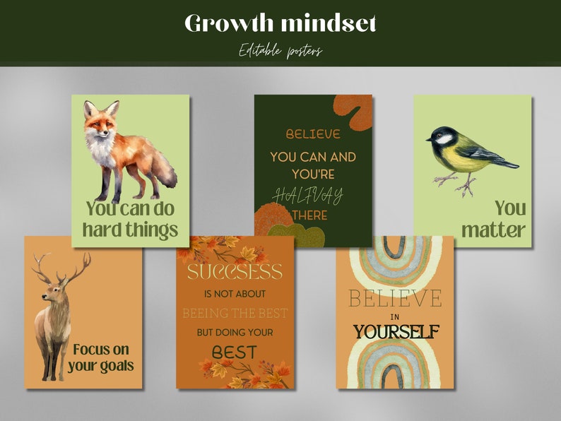 Growth Mindset Posters for a Forest Themed Woodland Classroom - Etsy