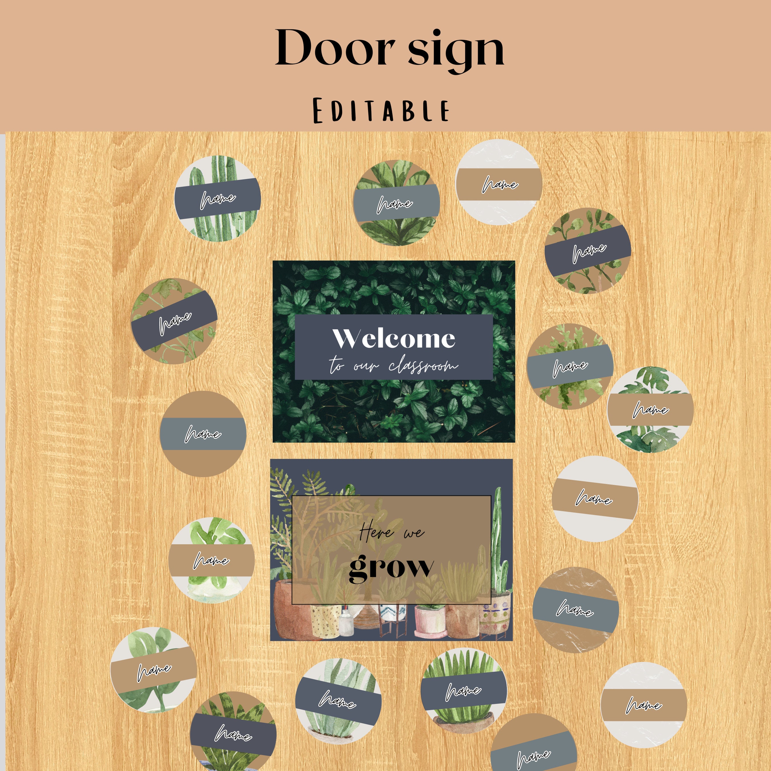 Plant Themed Door Sign for Classrooms | Boho Plant Themed Classroom ...