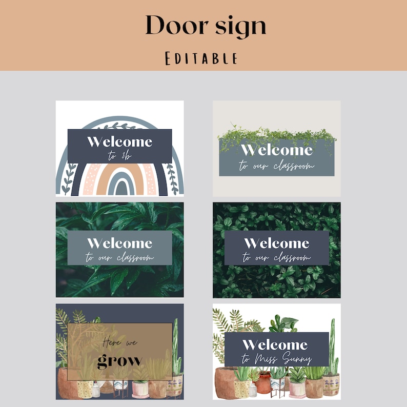 Plant Themed Door Sign for Classrooms | Boho Plant Themed Classroom ...