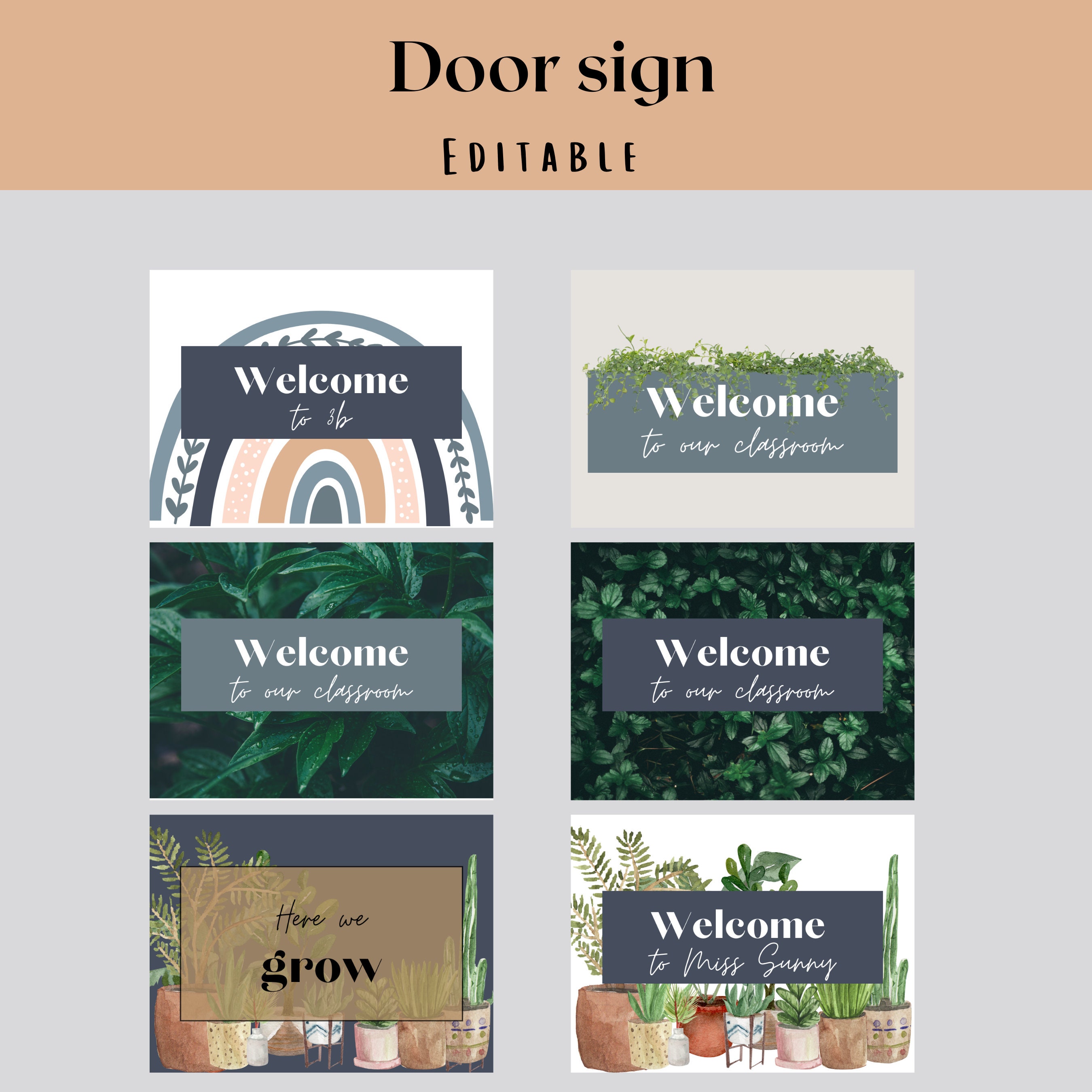 Plant Themed Door Sign for Classrooms | Boho Plant Themed Classroom ...