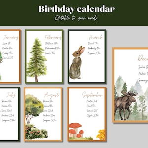 Out of the Woods | Classroom Birthday Calendar | Serene Classroom ...