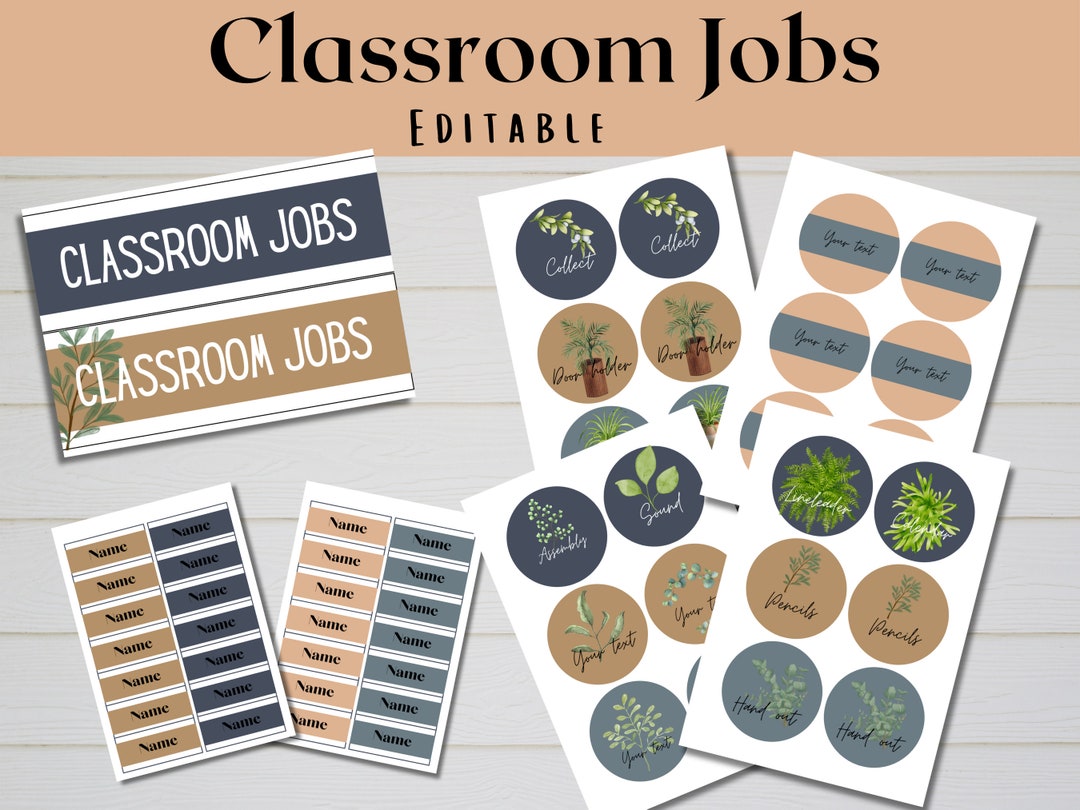 Plants Please - Serene Classroom Collection - Classroom Jobs - Etsy