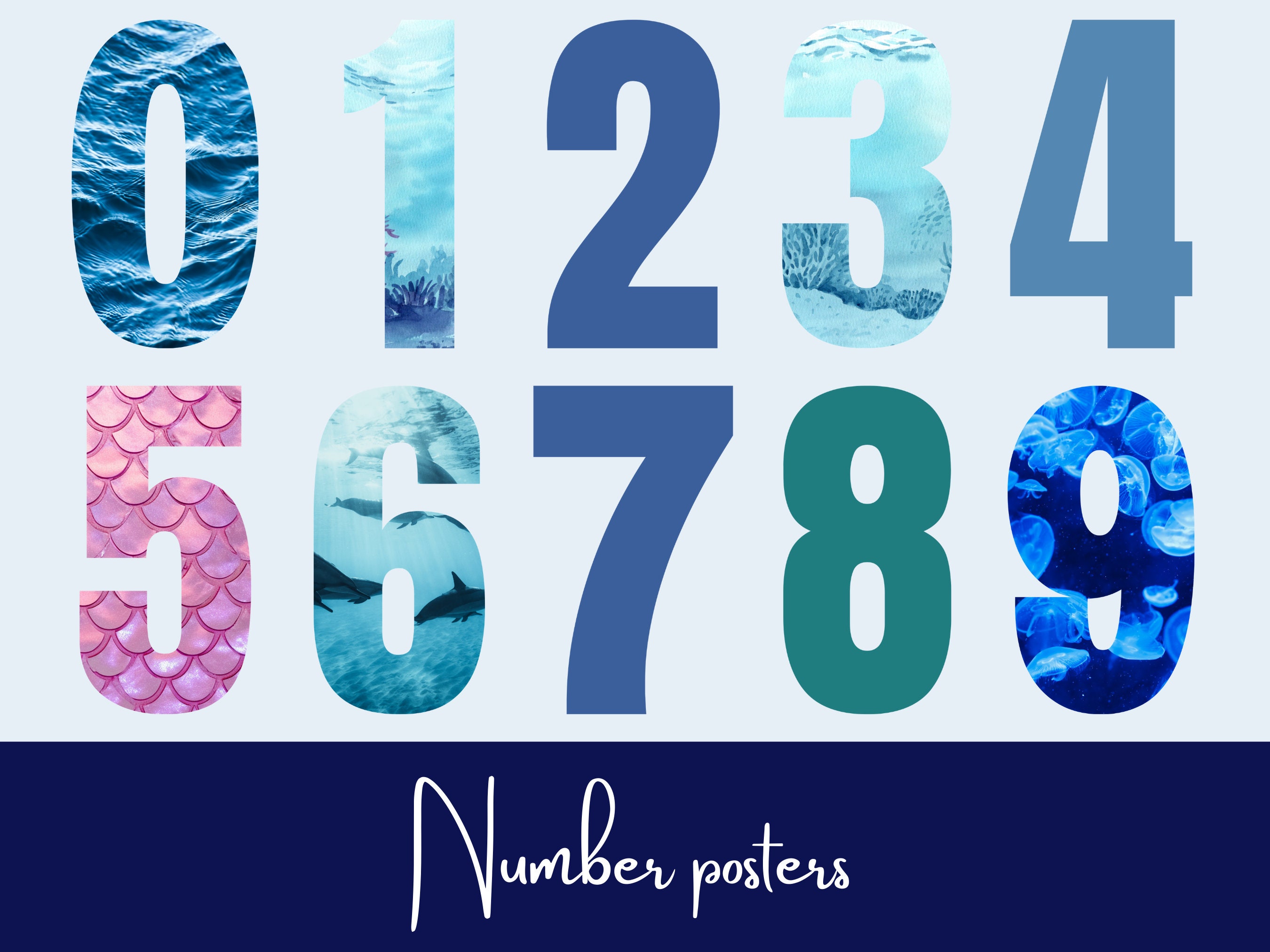 Number Posters for Counting and Number Recognition With an Ocean Theme ...
