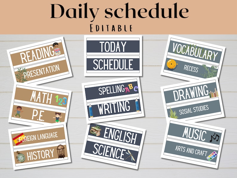 Plants Please - Boho Serene Classroom Collection - Daily Schedule - Etsy