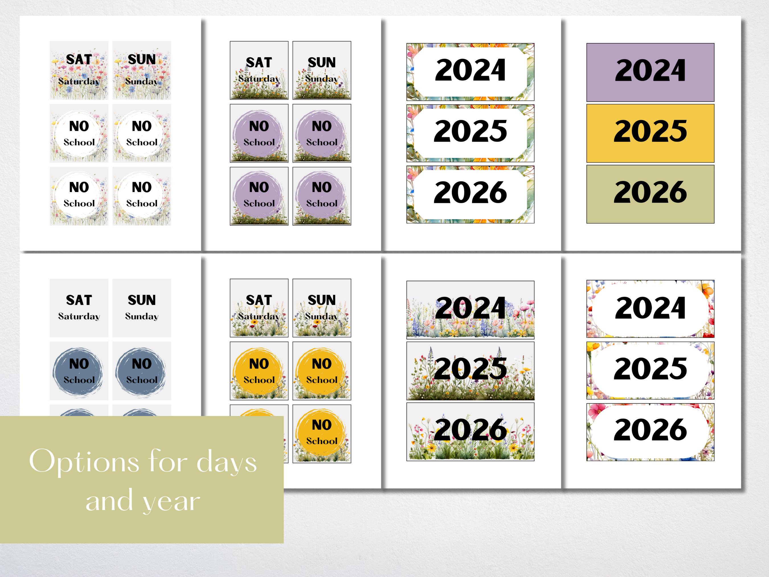 Classroom Calendar With a Wild Flower Meadow Theme | Classroom Decor ...