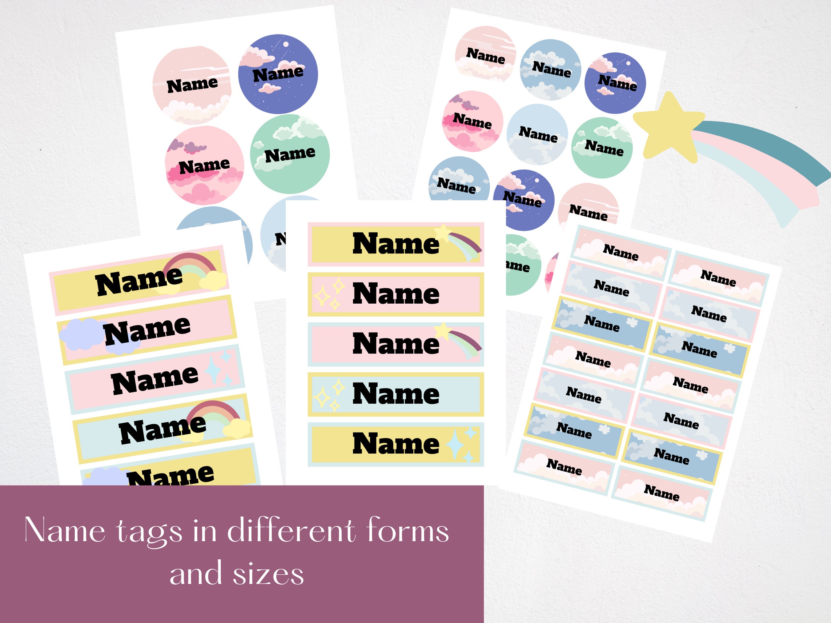 Cute Pastel Desk Plates & Name Signs for Classrooms and Schools | Cloud ...
