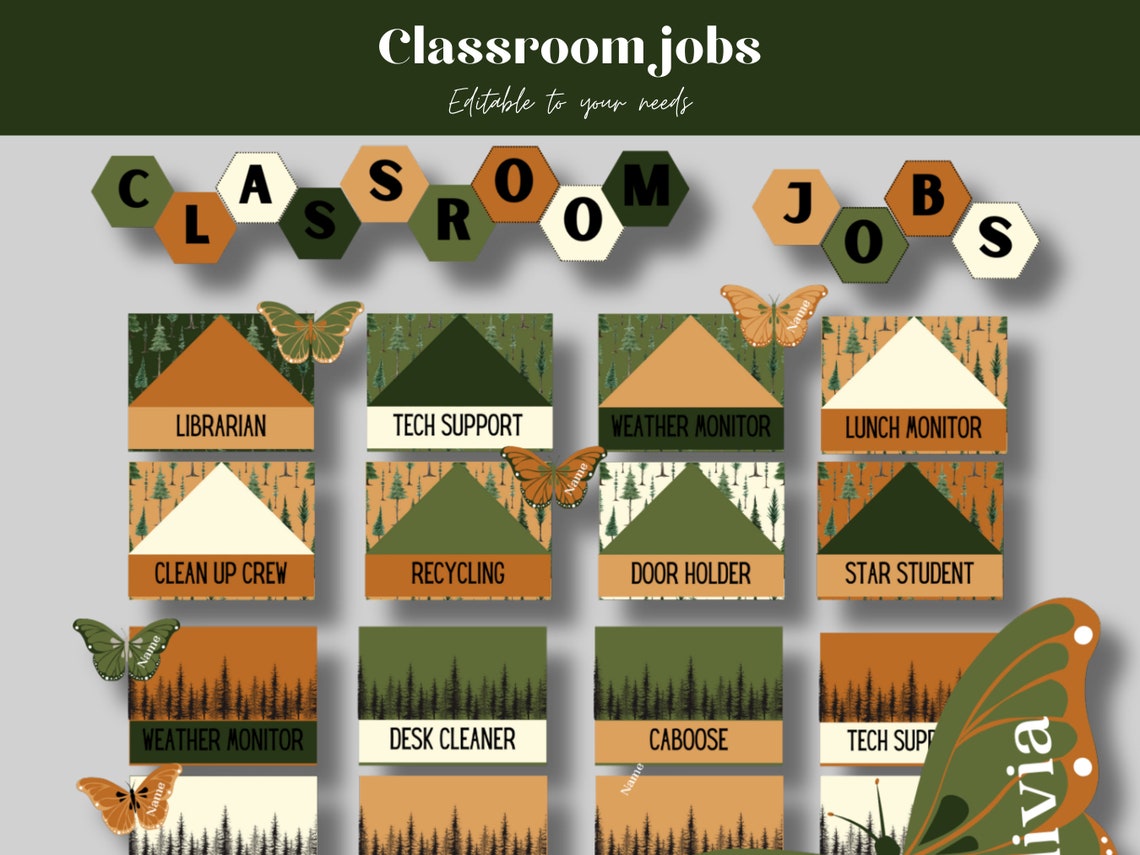 Classroom Jobs Display for a Woodland Haven - Etsy