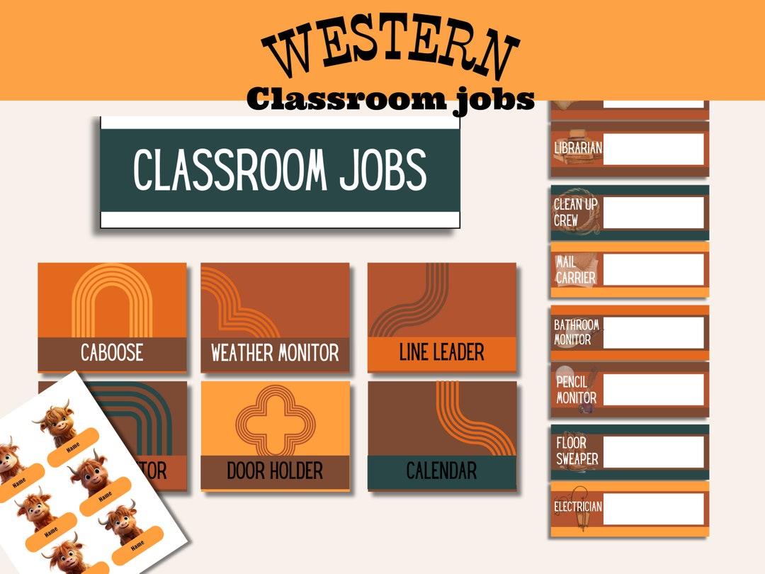 Editable Classroom Jobs With a Western Theme for Schools | Classroom ...