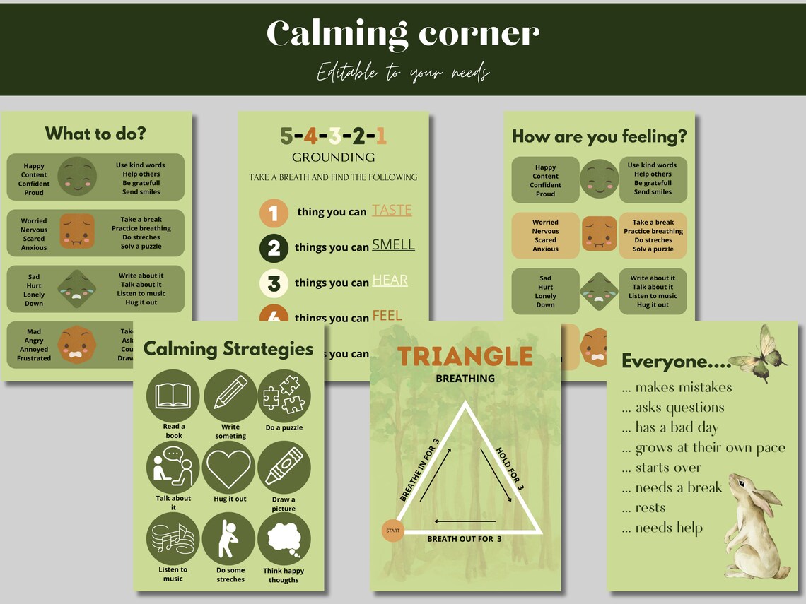Calming Corner Printable Posters for a Forest Themed Classroom - Etsy