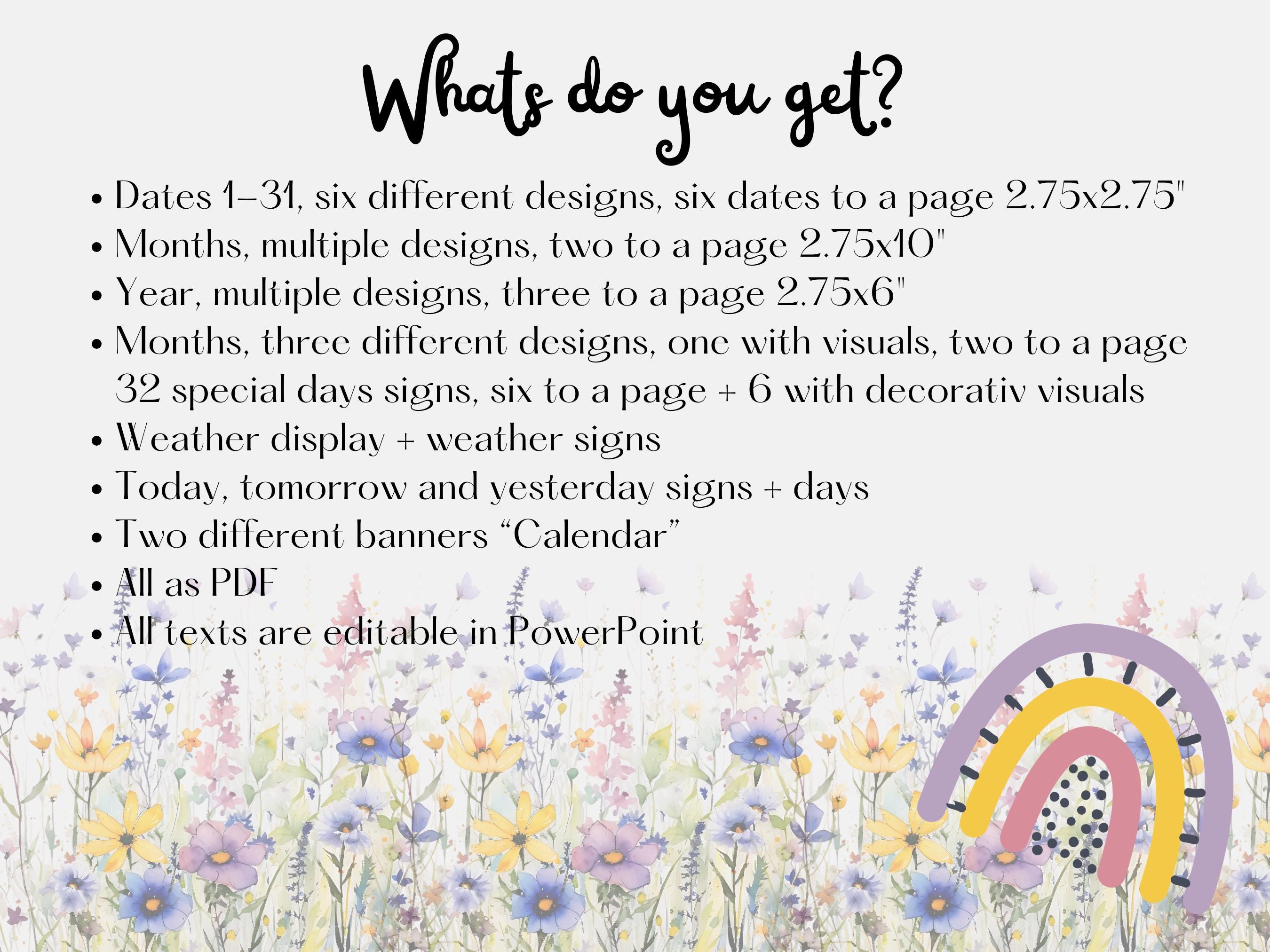 Classroom Calendar With a Wild Flower Meadow Theme | Classroom Decor ...