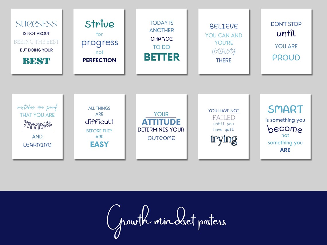 Growth Mindset Motivational Posters for an Ocean Themed Classroom ...