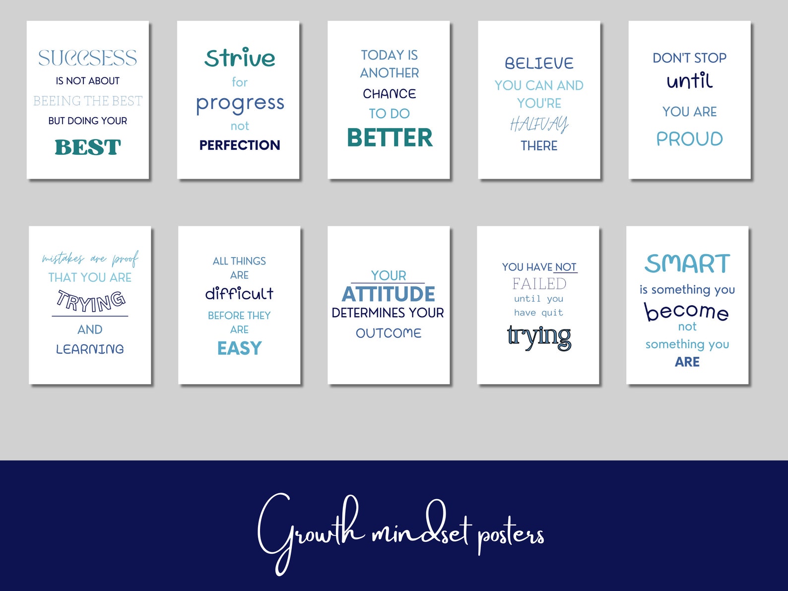 Growth Mindset Motivational Posters for an Ocean Themed Classroom ...