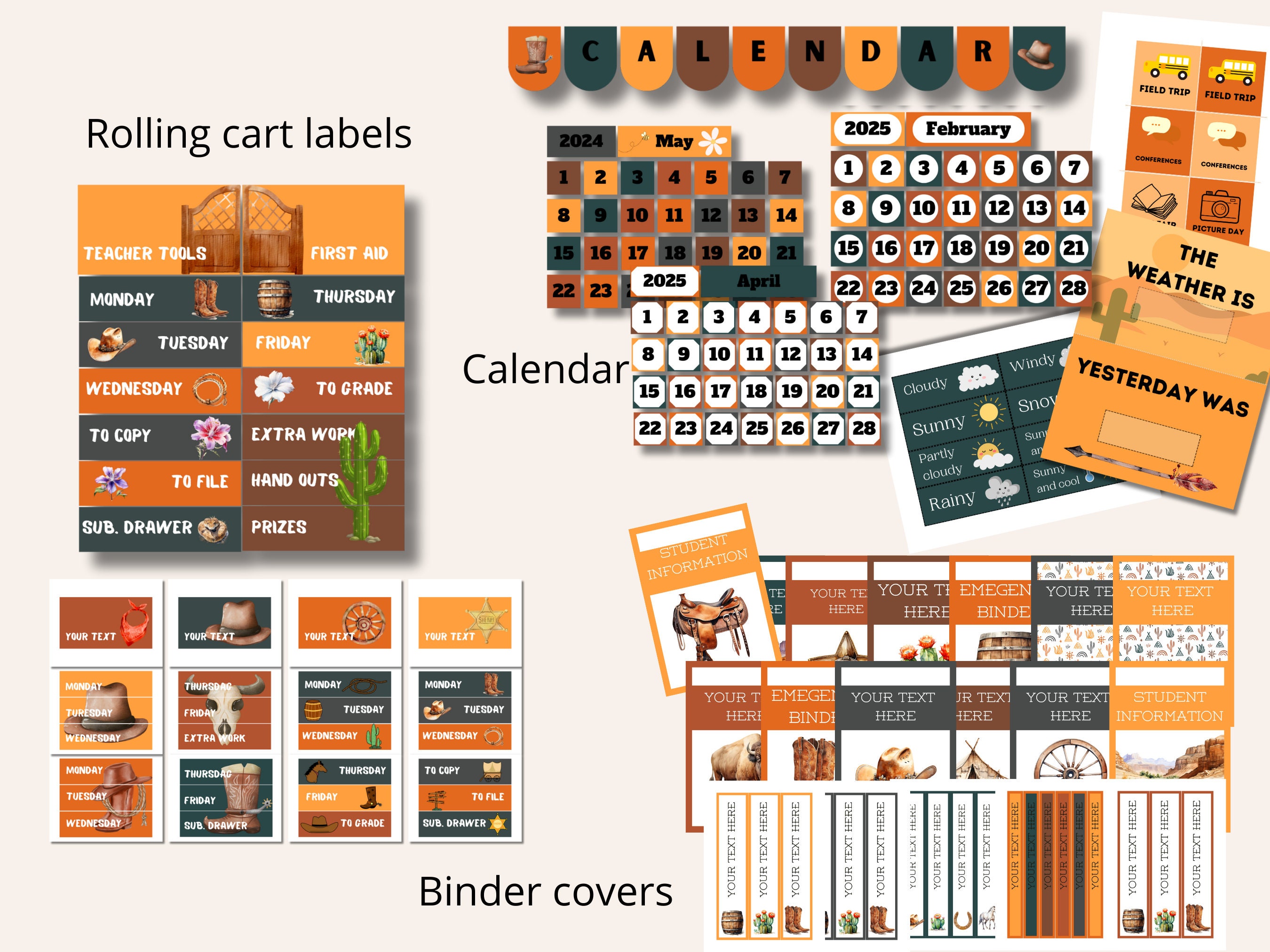 Western Classroom Decor Bundle for Teachers With a Warm Rustic Feeling ...