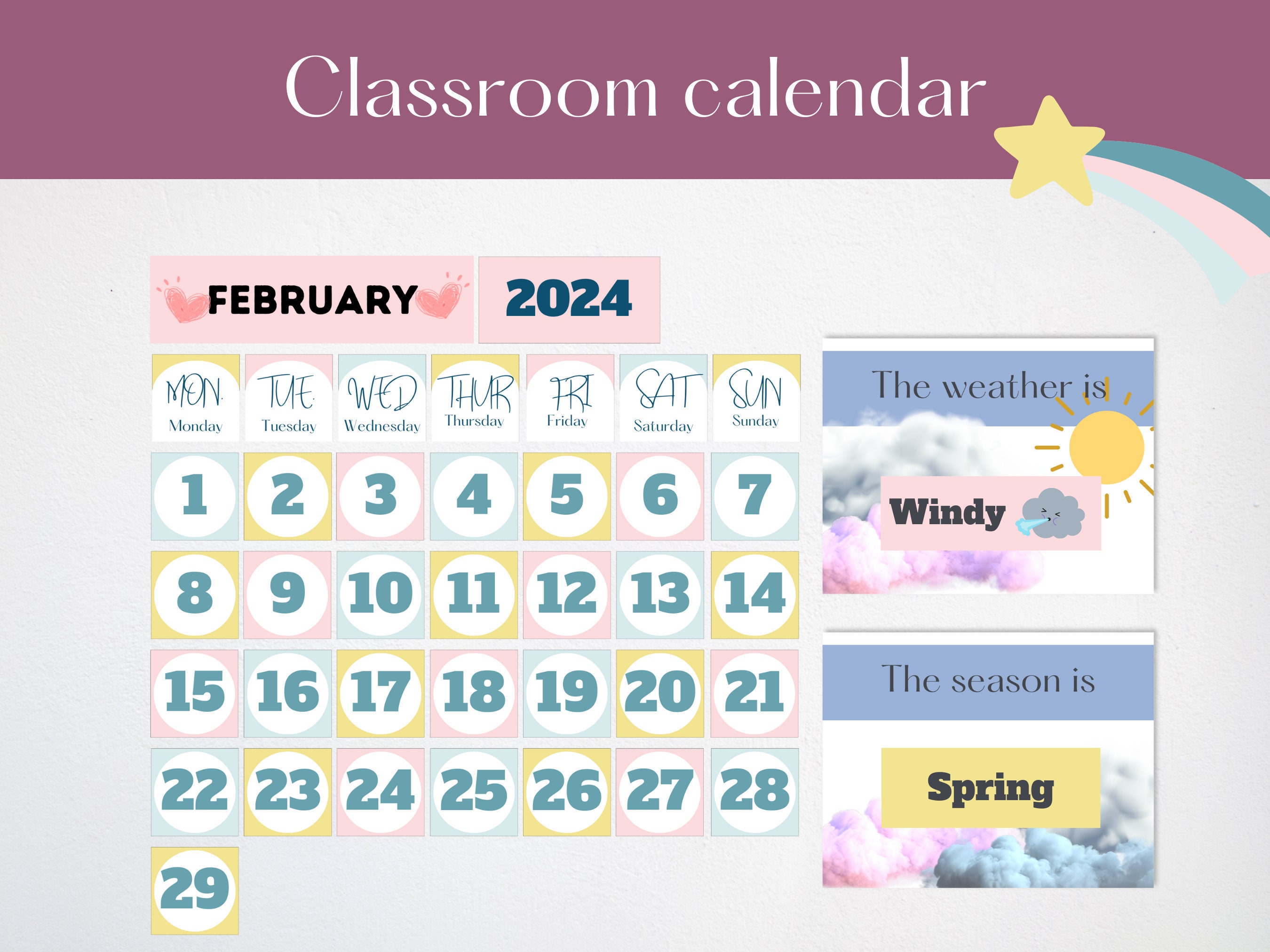 Large Classroom Calendar | Pocket Chart Calendar | Flip Calendar ...