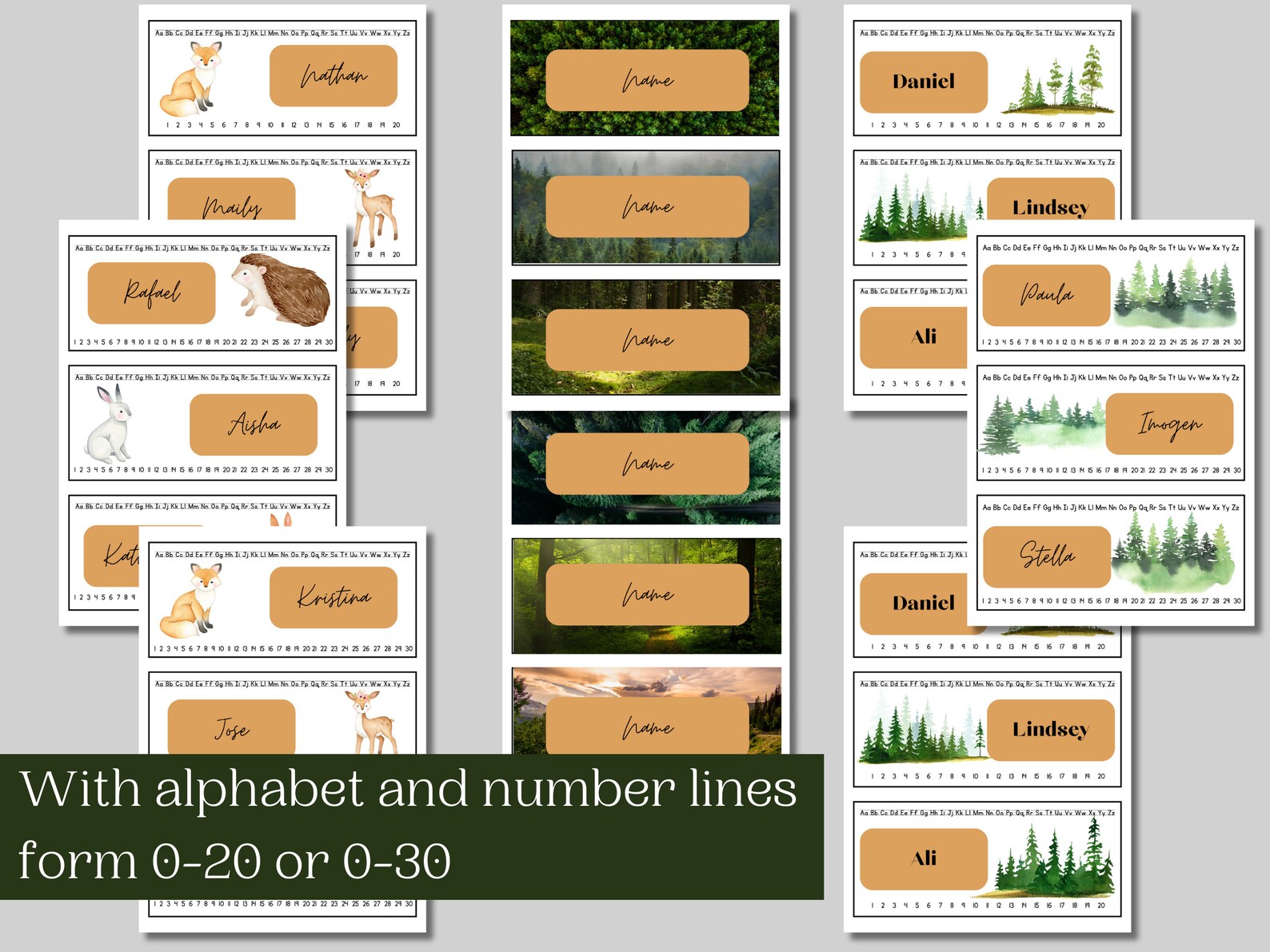 Forest Classroom Desk Plates & Name Tags - Out of the Woods - Etsy