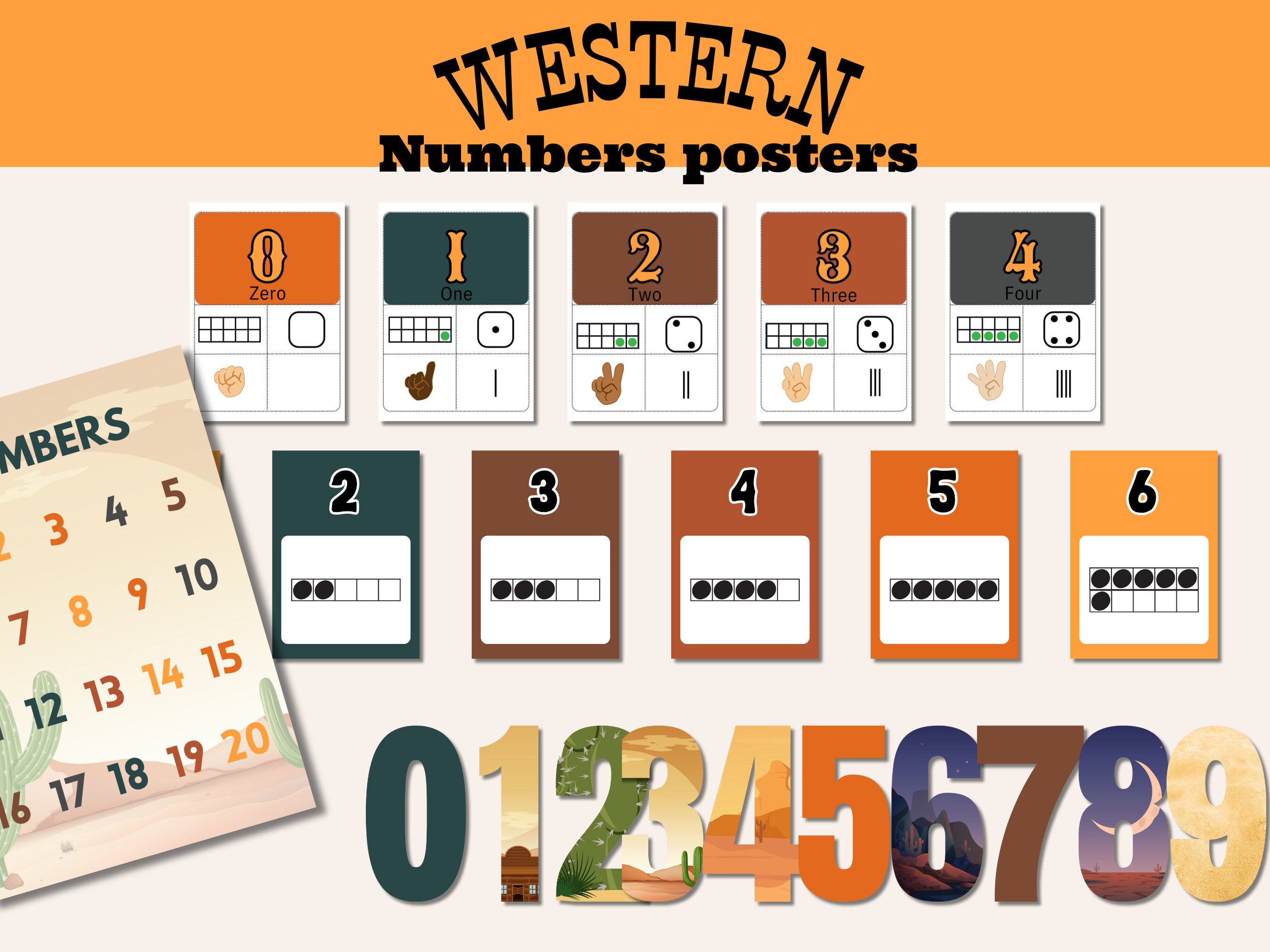 Numbers Posters for a Western Themed Classroom | Classroom Decor | Math ...