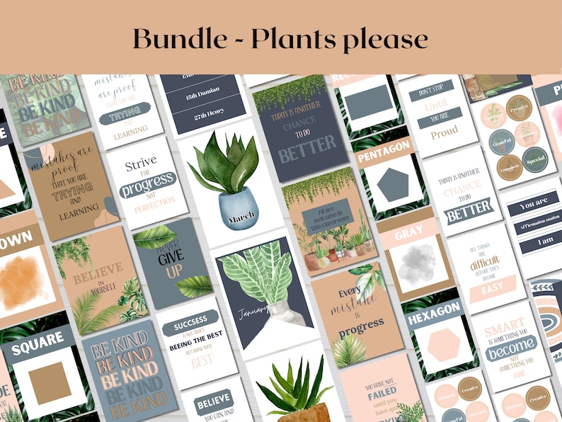 Boho Plants Calm Classroom Decor Bundle |plants Please | Serene ...