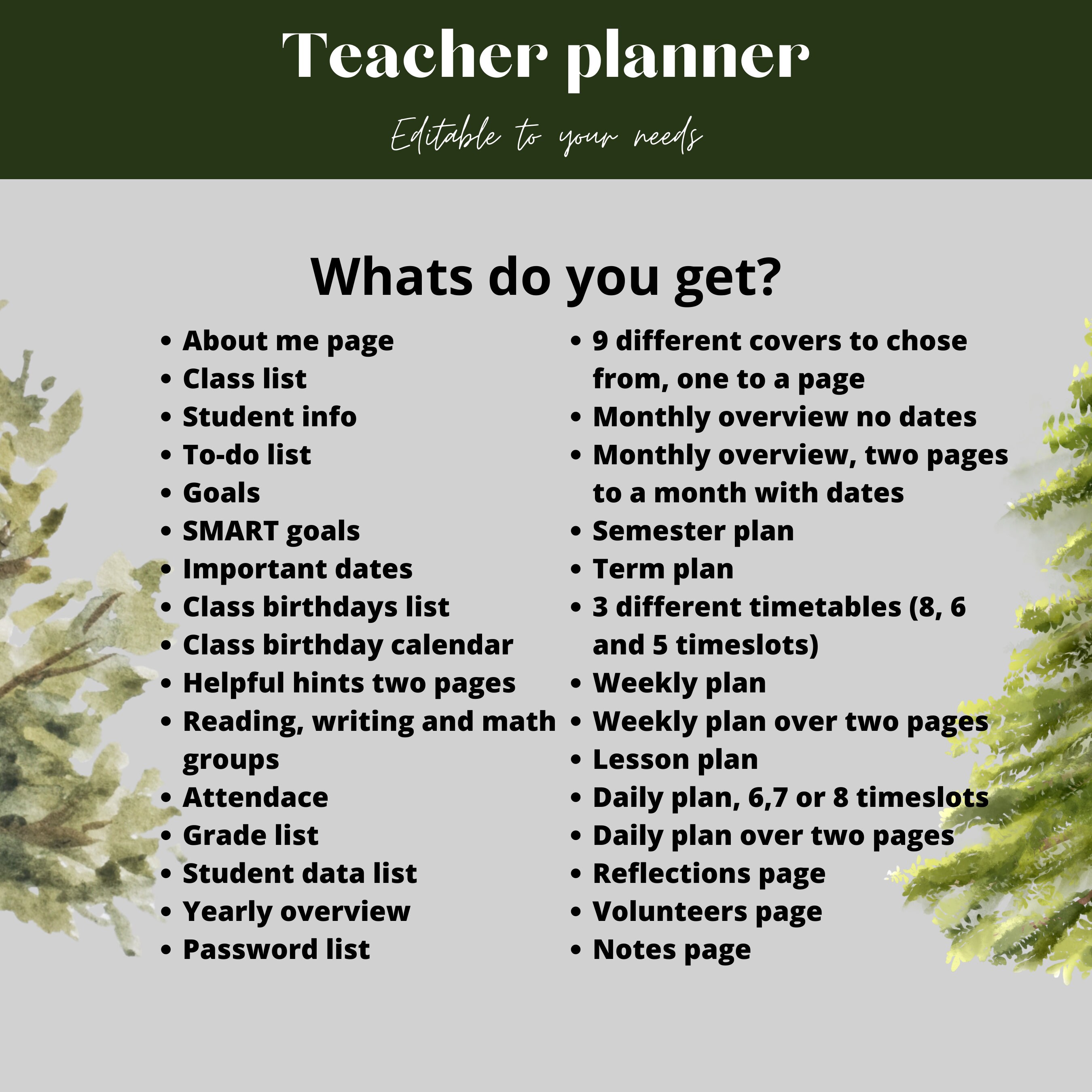Teacher Planner 2023-2024 Printable - Etsy