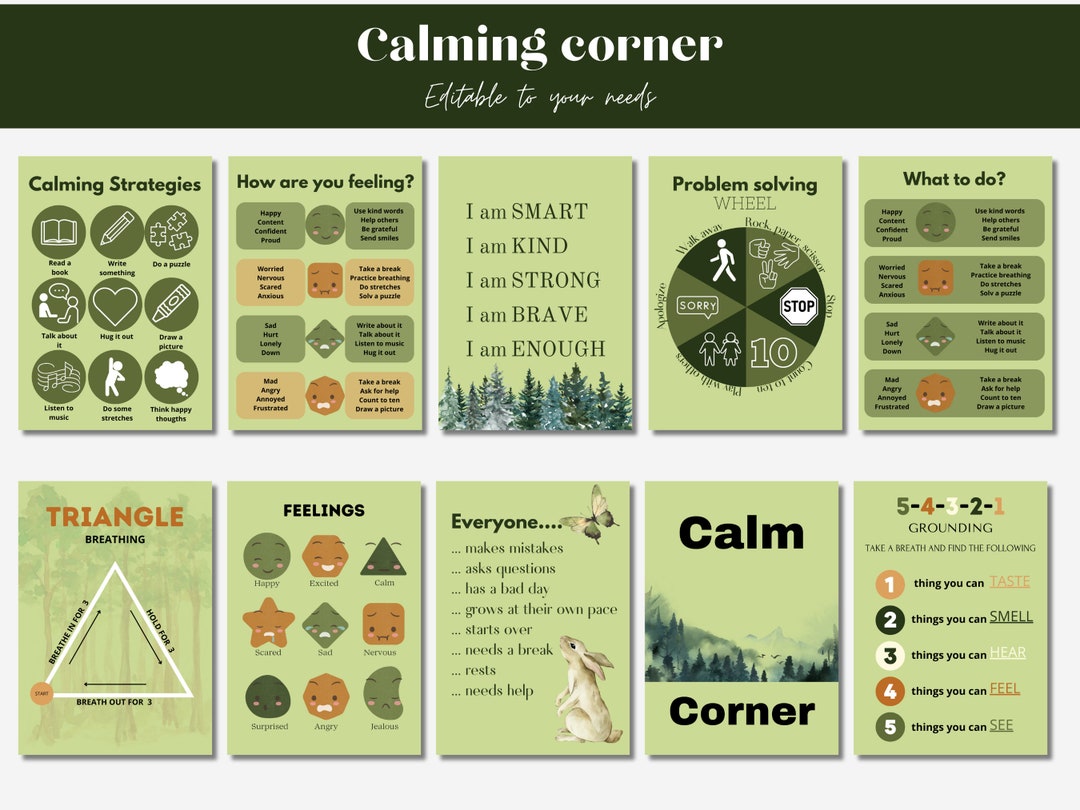 Calming Corner Printable Posters for a Forest Themed Classroom - Etsy