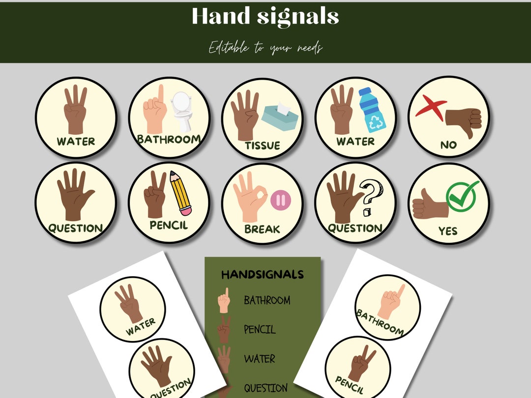 Hand Signal Signs Editable Out of the Woods - Etsy