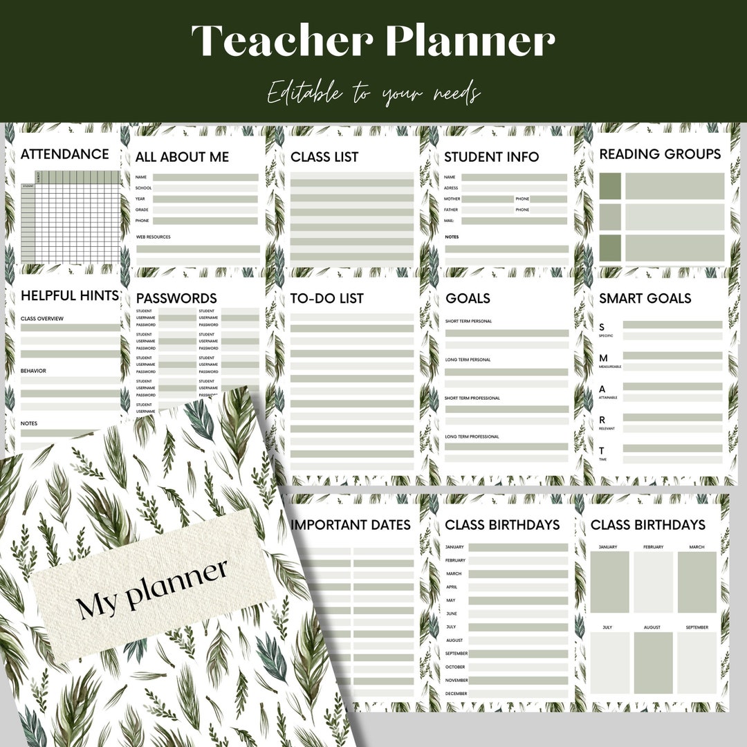 Teacher Planner 2023-2024 Printable - Etsy
