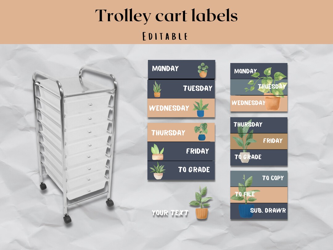 Rolling Cart Labels for a Plant Themed Classroom | Trolley Labels ...