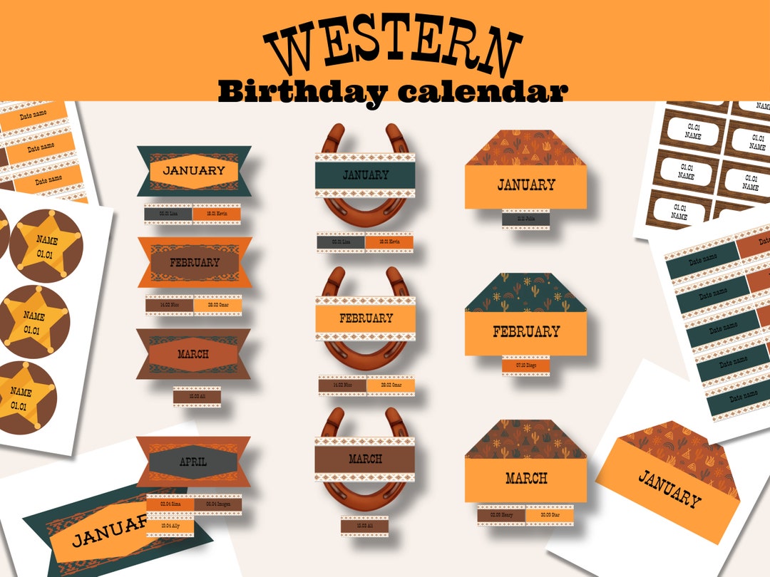 Birthday Calendar for a Western Themed Classroom | Classroom Decor ...
