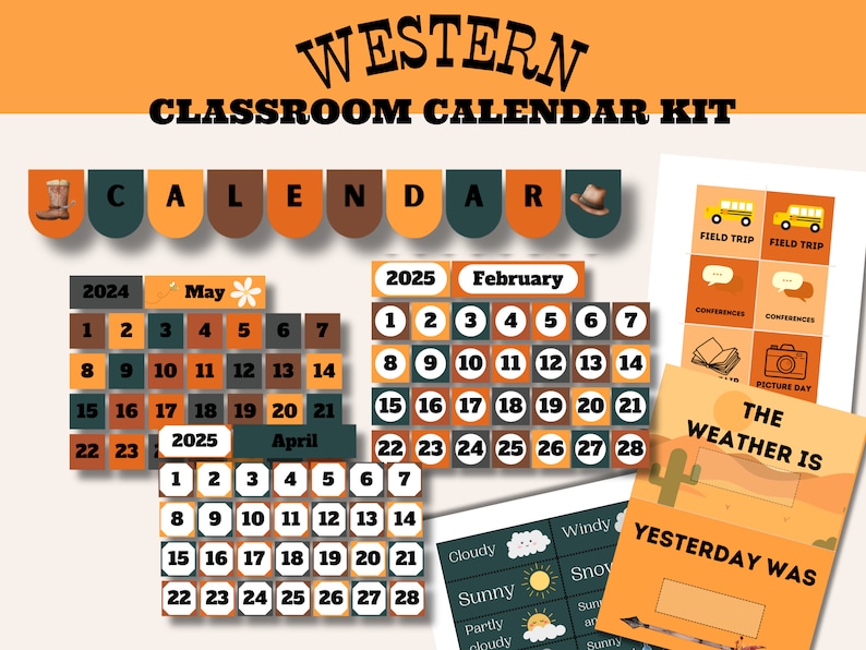 Western Style Classroom Calendar Kit | Classroom Decor | Editable ...