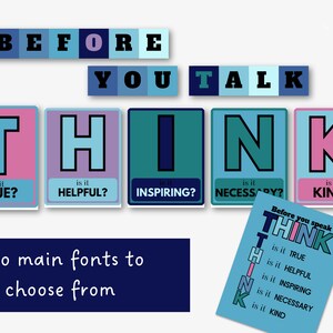 Editable Think Classroom Posters, Think Before You Speak, Classroom ...