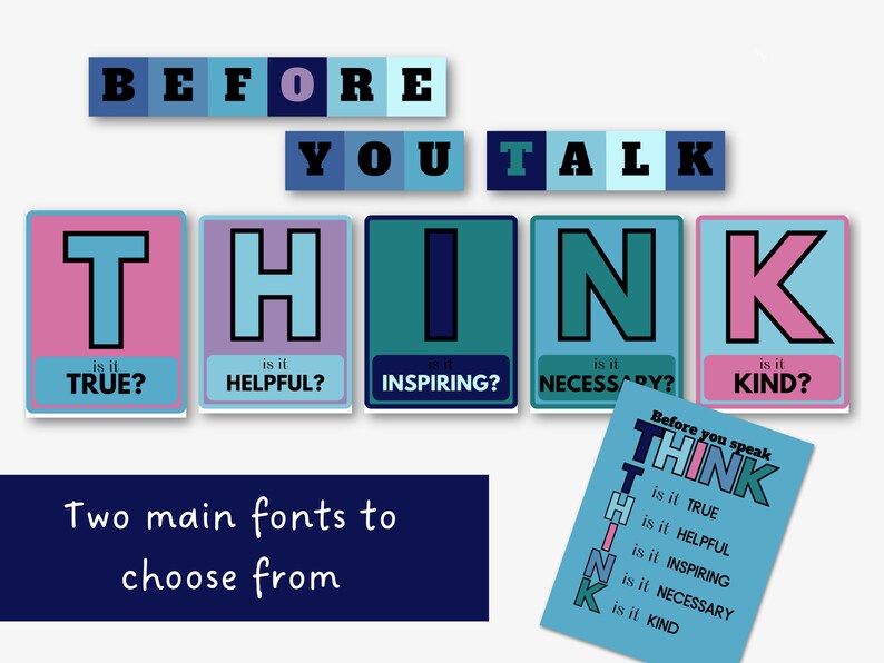Editable Think Classroom Posters, Think Before You Speak, Classroom ...