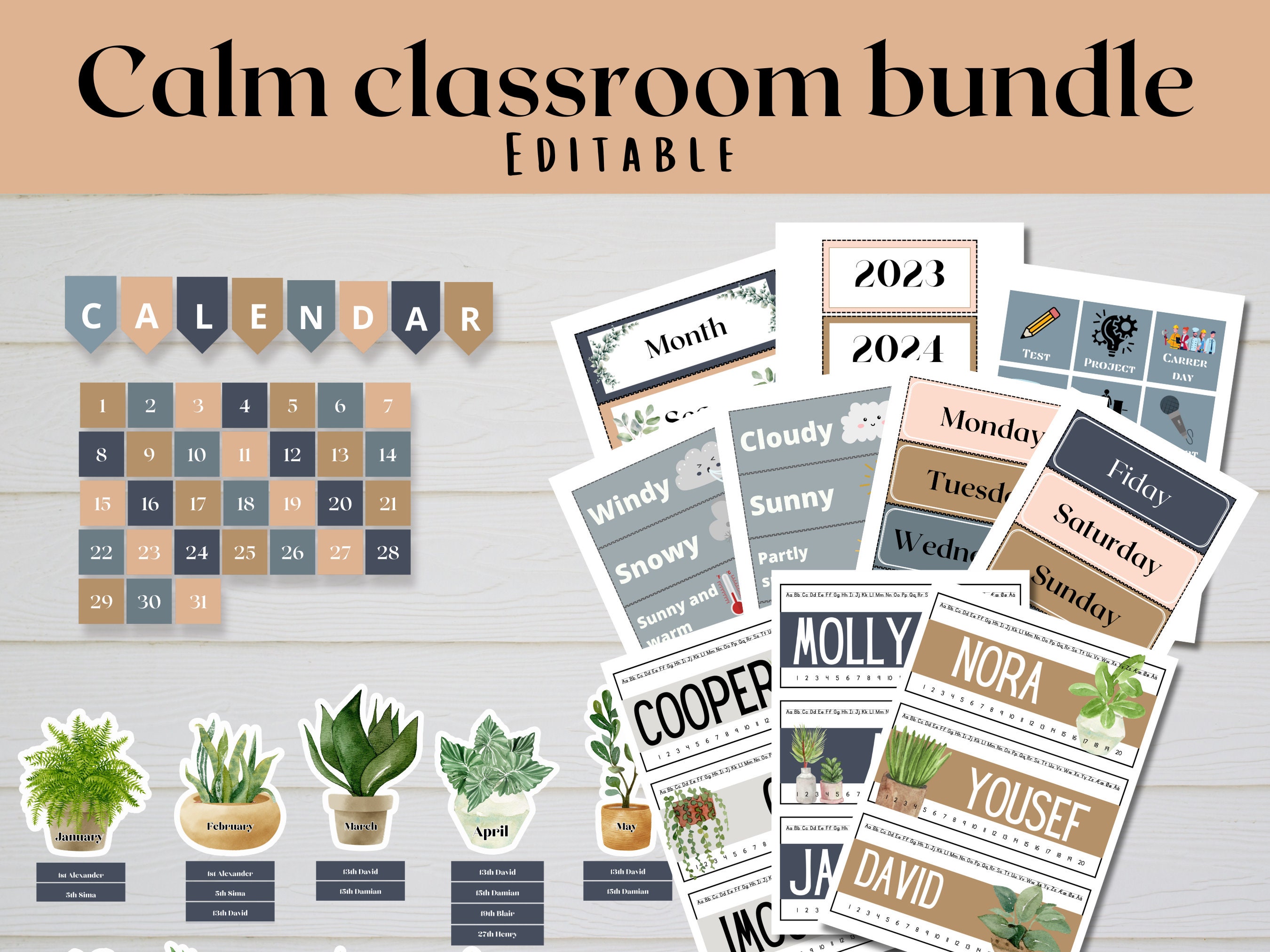 Boho Plants Calm Classroom Decor Bundle |plants Please | Serene ...