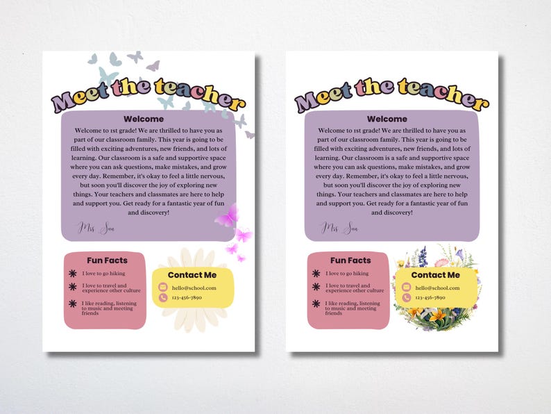 Editable Meet the Teacher Template With a Meadow Theme | Classroom ...