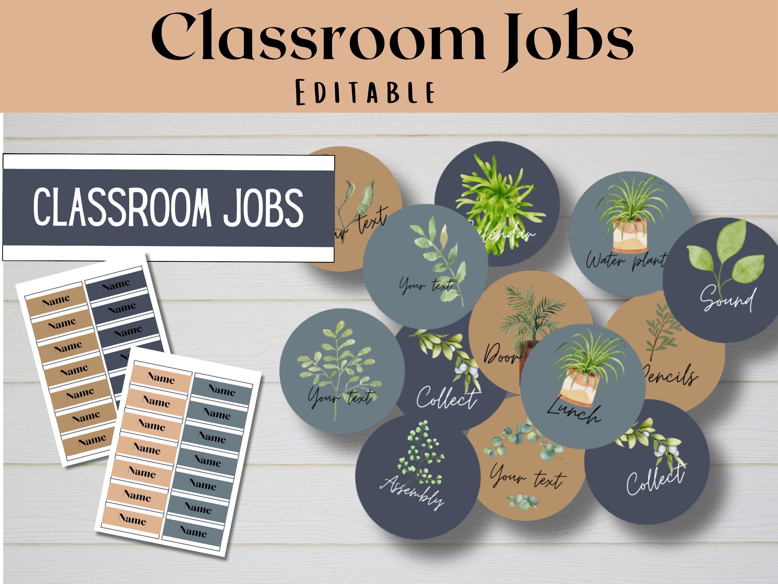 Plants Please - Serene Classroom Collection - Classroom Jobs - Etsy