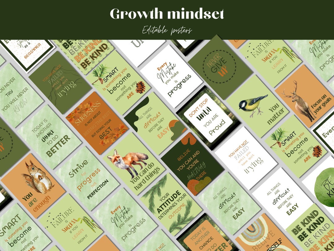 Growth Mindset Posters for a Forest Themed Woodland Classroom - Etsy