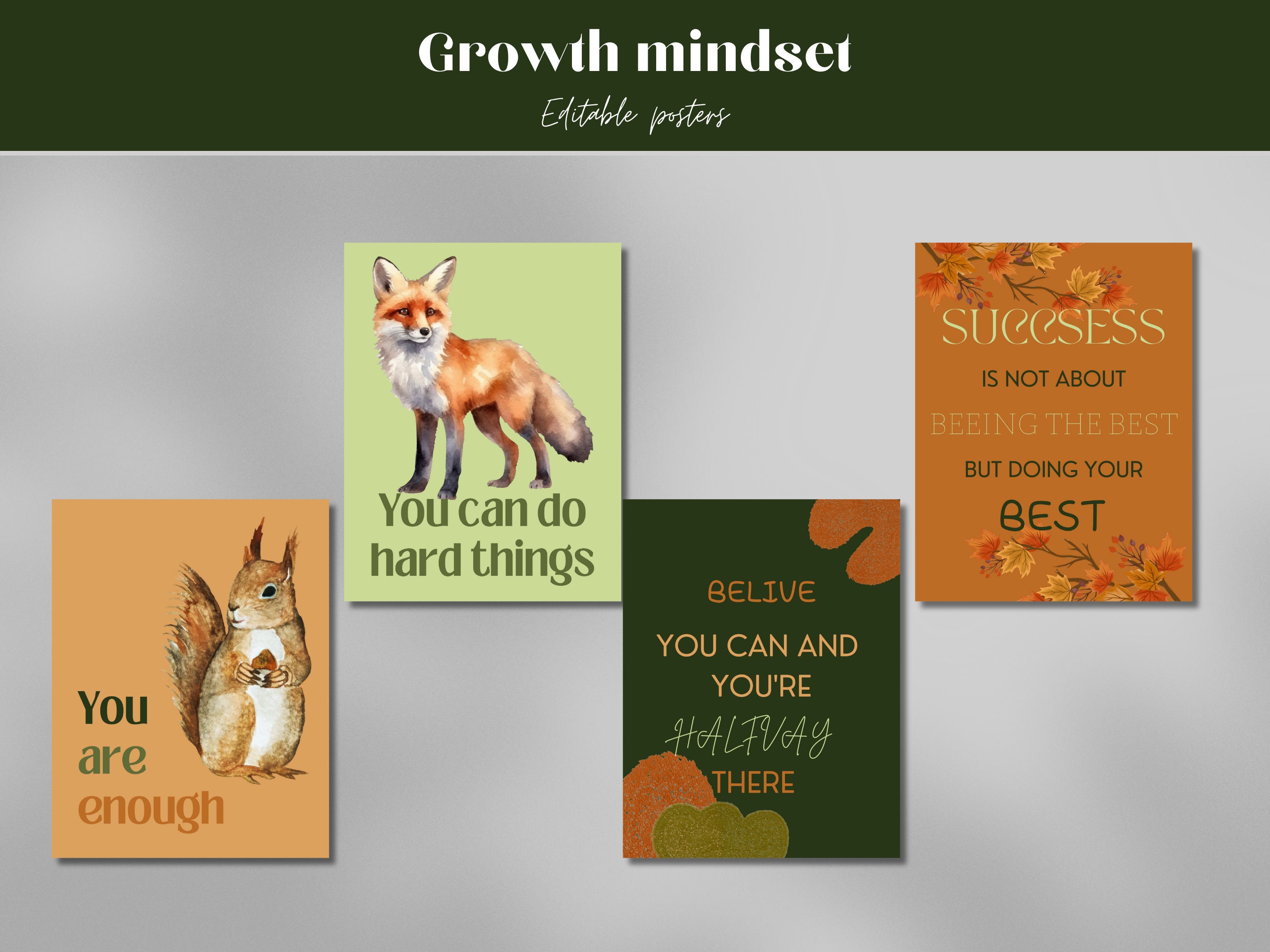 Growth Mindset Posters for a Forest Themed Woodland Classroom - Etsy