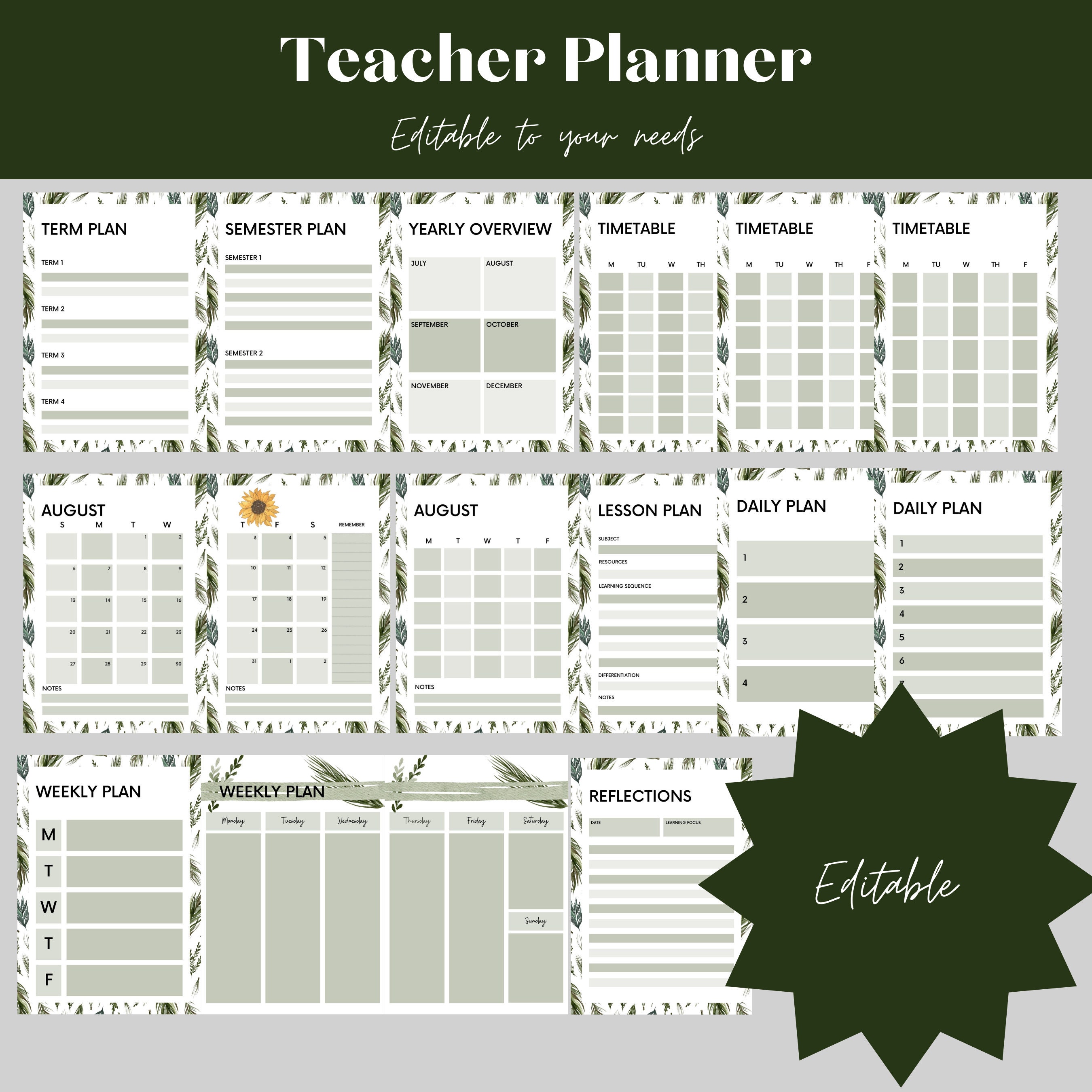 Teacher Planner 2023-2024 Printable - Etsy