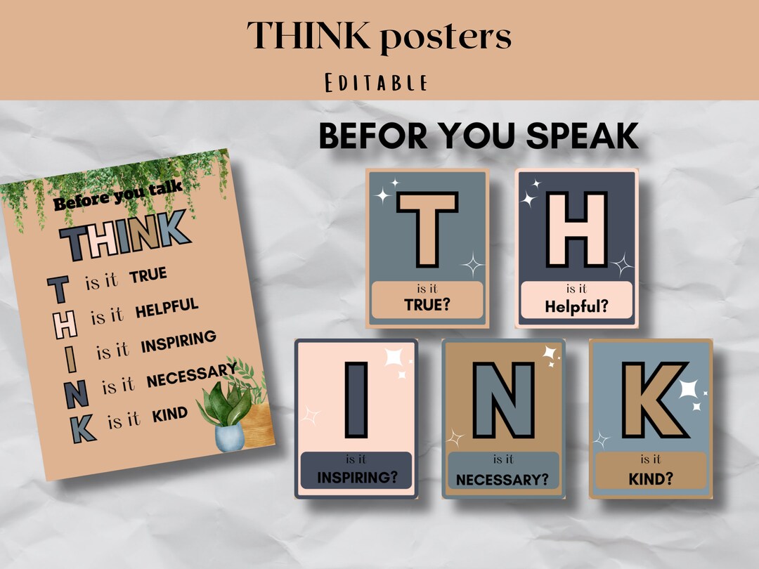 THINK Before You Speak - Classroom Posters - Classroom Decor - House ...