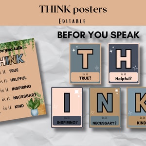 THINK Before You Speak - Classroom Posters - Classroom Decor - House ...