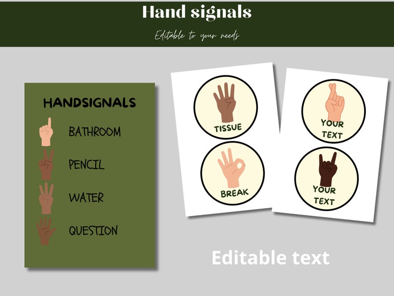 Hand Signal Signs Editable - Out of the Woods - Etsy