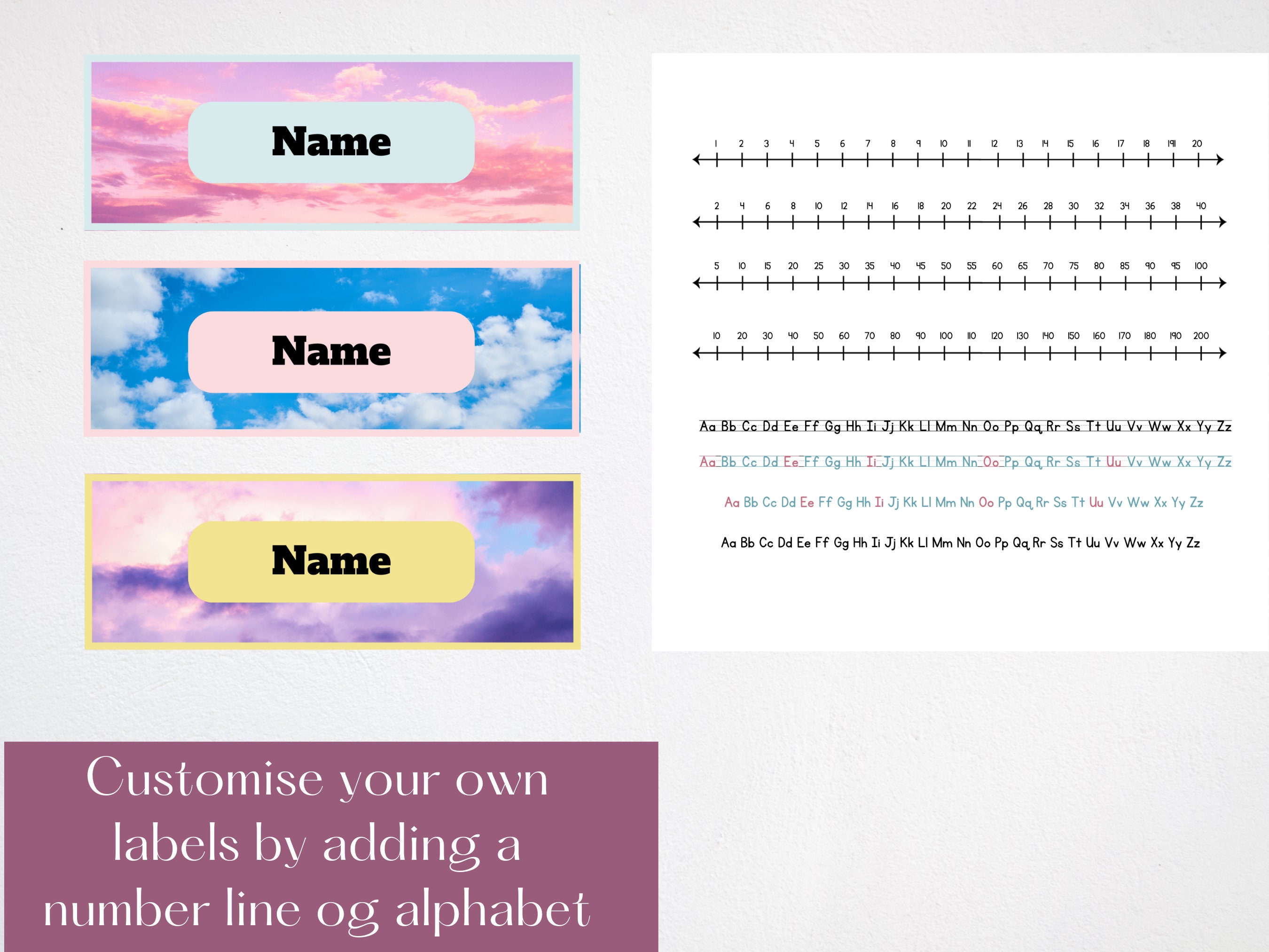 Cute Pastel Desk Plates & Name Signs for Classrooms and Schools | Cloud ...