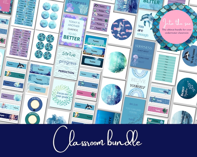 Ocean Classroom Decor Bundle || Editable Classroom Printable Display ...