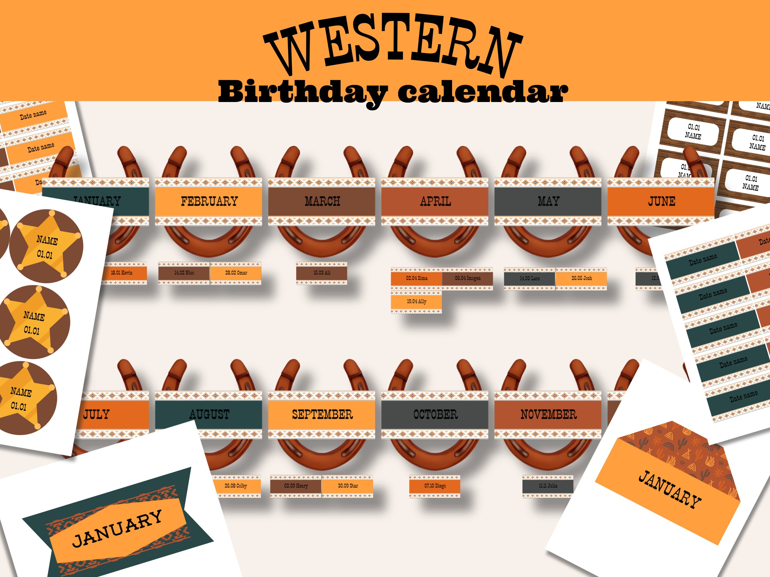 Birthday Calendar for a Western Themed Classroom | Classroom Decor ...