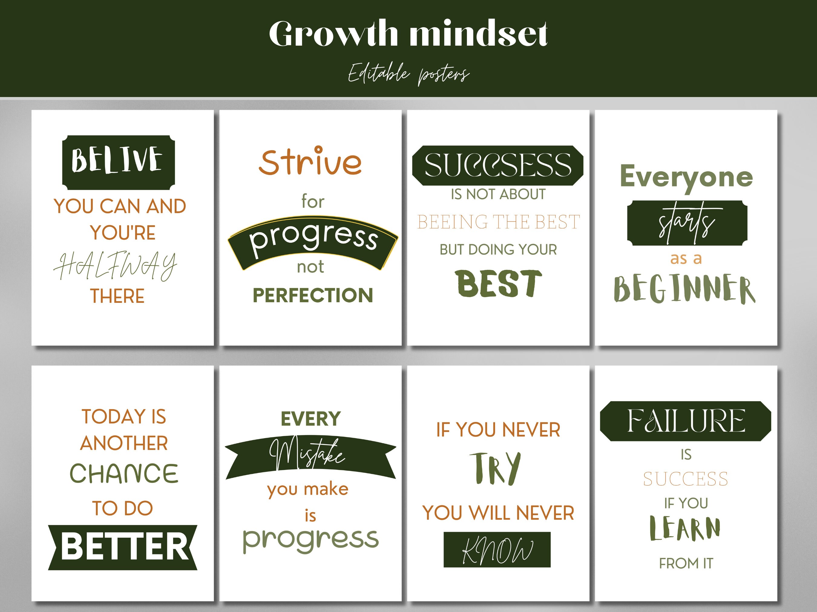Growth Mindset Posters for a Forest Themed Woodland Classroom - Etsy