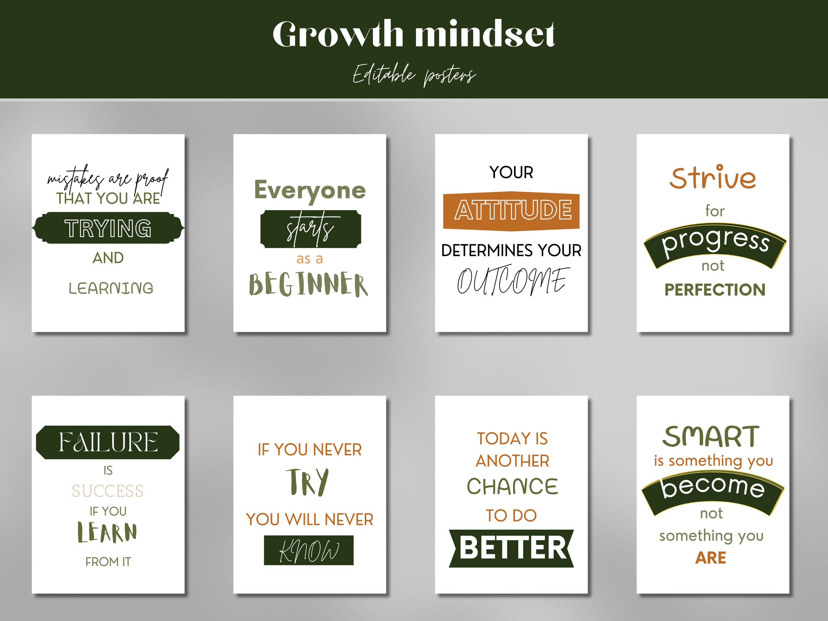 Growth Mindset Posters for a Forest Themed Woodland Classroom - Etsy