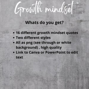 Growth Mindset Classroom Posters Simple Black and White or - Etsy