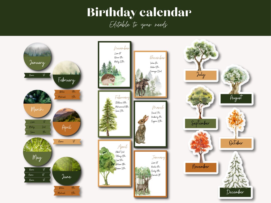 Out of the Woods | Classroom Birthday Calendar | Serene Classroom ...
